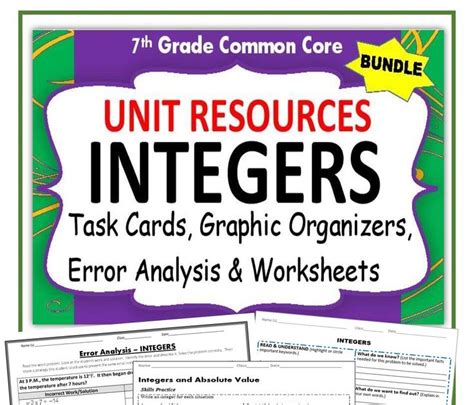 Exceeding The Core 7th Grade Integers Bundle Task Cards Error