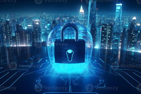 Ai Generated Cybersecurity And Privacy And Protect Data Concept Lock Key Icon And Internet