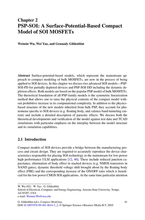 Pdf Psp Soi A Surface Potential Based Compact Model Of Soi Mosfets