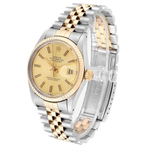 Rolex Datejust 36 Steel 18 Karat Yellow Gold Mens Watch 16233 For Sale