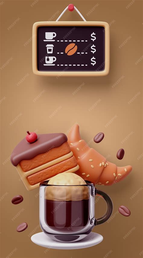 커피숍을 위한 3d 배경 무료 Psd 파일