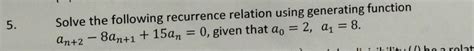 Solved Solve The Following Recurrence Relation Using