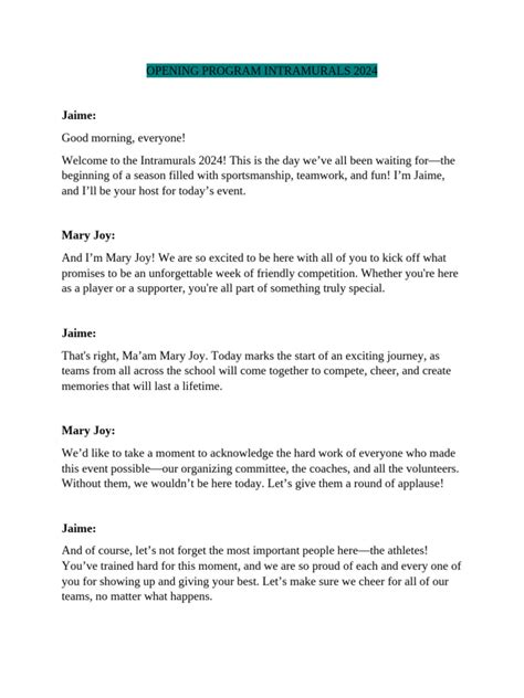 Opening Program Intramurals 2024 Pdf