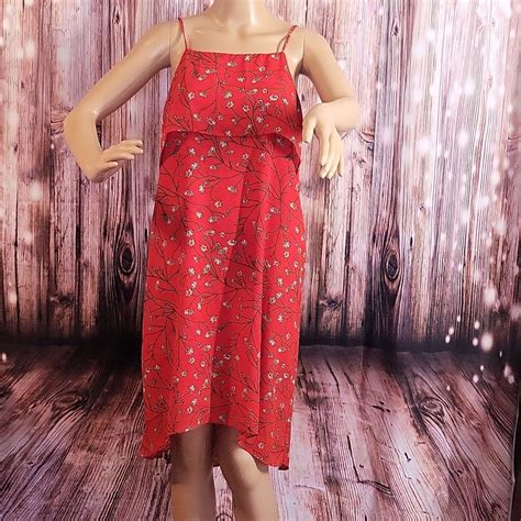 Tabitha Webb Red Daisy Spaghetti Strap Dress Size 6 Gem