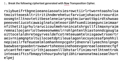 Solved 1 Break The Following Ciphertext Generated With Row Chegg Com