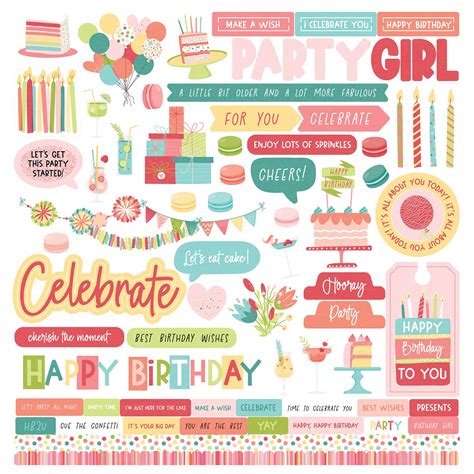 Birthday Sparkle Stickers 12x12 Elements 709388344194