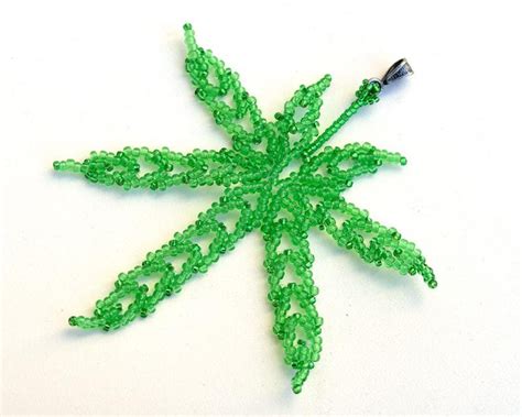 Tutorial Pot Leaf Pendant Hemp Leaf Pendant Beading Instructions