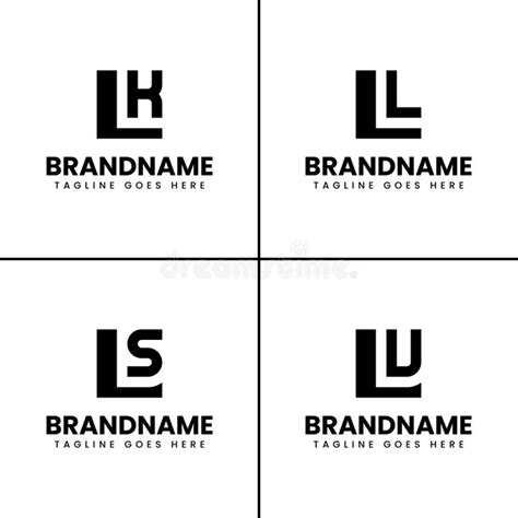 Letters Lk Ll Ls Lu Monogram Logo Set For Lk Kl Ll Ls Sl Lu Ul