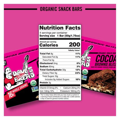 Daves Killer Bread Cocoa Brownie Blitz Organic Snack Bars 4ct