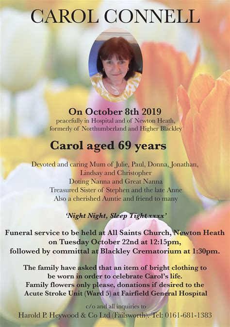Carol Connell Oldham Independent Funeral Services