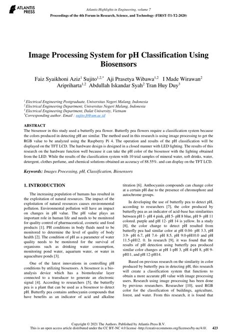 Pdf Image Processing System For Ph Classification Using Biosensors