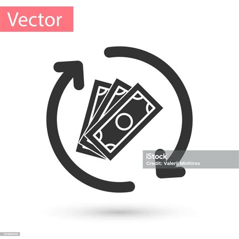 회색 환불 돈 아이콘 흰색 배경에 고립입니다 금융 서비스 현금 다시 개념 돈 환불 투자 수익 저축 계정 벡터 일러스트 개념에 대한 스톡 벡터 아트 및 기타 이미지 Istock
