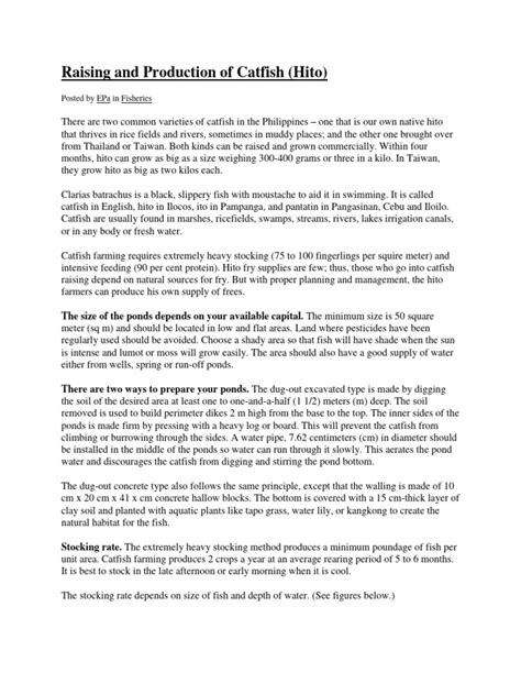 Raising And Production Of Catfish Pdf Fish Spawn Biology