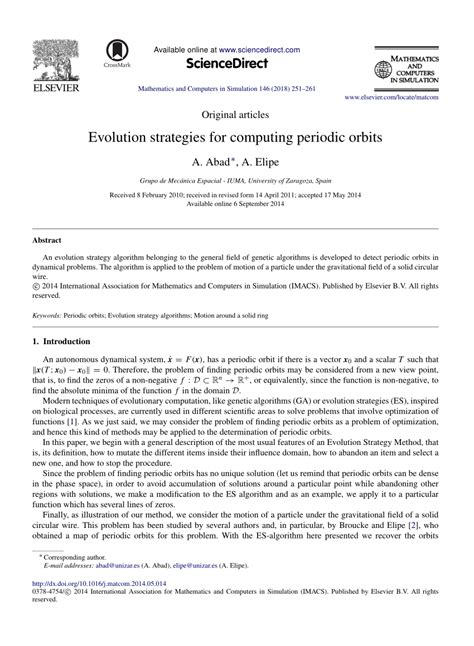 Pdf Evolution Strategies For Computing Periodic Orbits