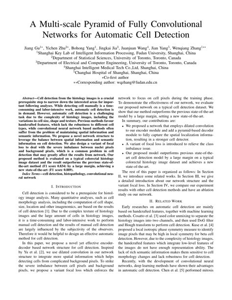 Pdf A Multi Scale Pyramid Of Fully Convolutional Networks For Automatic Cell Detection