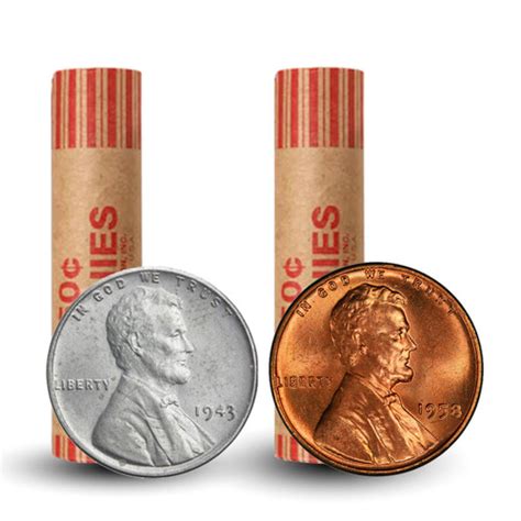 Mixed Date Wheat Penny And Steel Penny Rolls Set Of 2