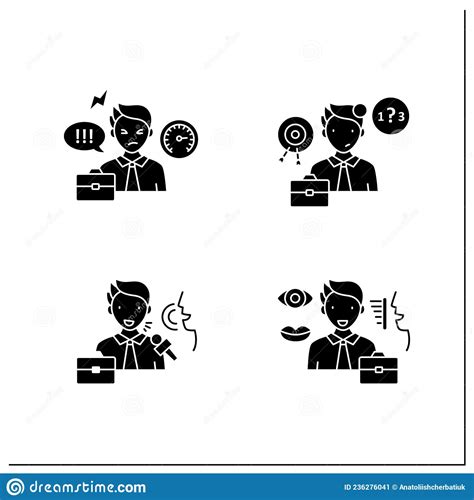 Effective Communication Glyph Icons Set Stock Vector Illustration Of