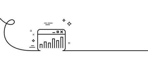 Marketing Statistics Line Icon Web Analytics Symbol Continuous Line With Curl Vector Stock