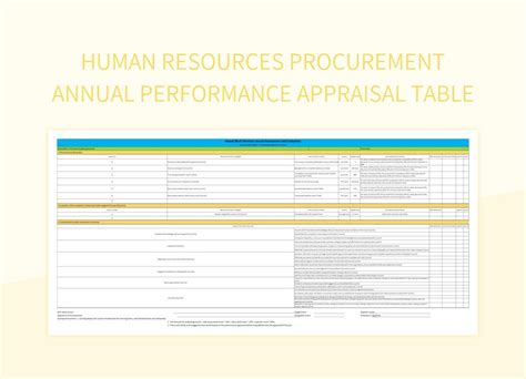 Purchasing Annual Performance Appraisal Form Evaluation Form Excel