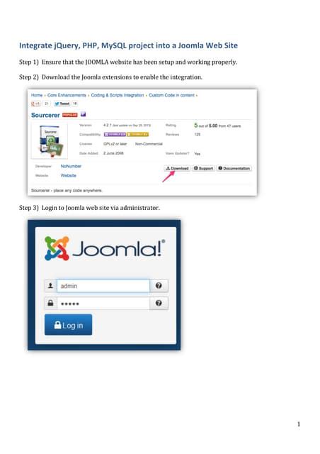 Integrate Jquery Php Mysql Project To Joomla Web Site Pdf