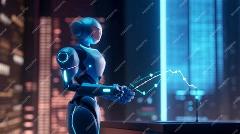 Premium Ai Image Robot Analysing Stock Market Graph For Business Growth And Artificial