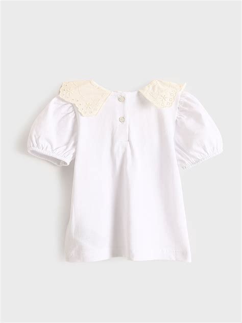 Lc Waikiki პიტერ პენის საყელო უბრალო მოკლე სახელო გოგონებისთვის ბლუზი S59116z1 Jyx S59116z1