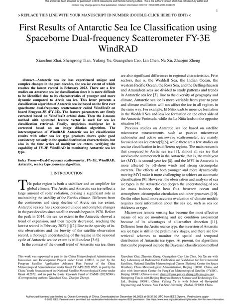 Pdf First Results Of Antarctic Sea Ice Classification Using Spaceborne Dual Frequency