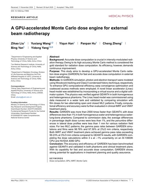A Gpu‐accelerated Monte Carlo Dose Engine For External Beam