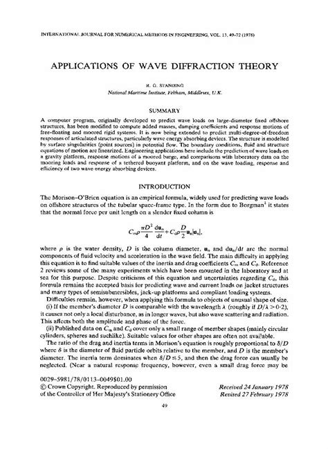 Pdf Applications Of Wave Diffraction Theory Dokumentips