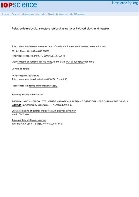 Pdf Polyatomic Molecular Structure Retrieval Using Laser Induced Electron Diffraction