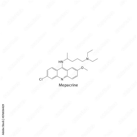 Mepacrine Flat Skeletal Molecular Structure Anthelmintic Agent Drug Used In Worm Infection