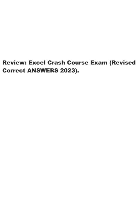 Review Excel Crash Course Exam Revised Correct Answers 2023 Wall Street Prep Finance 301