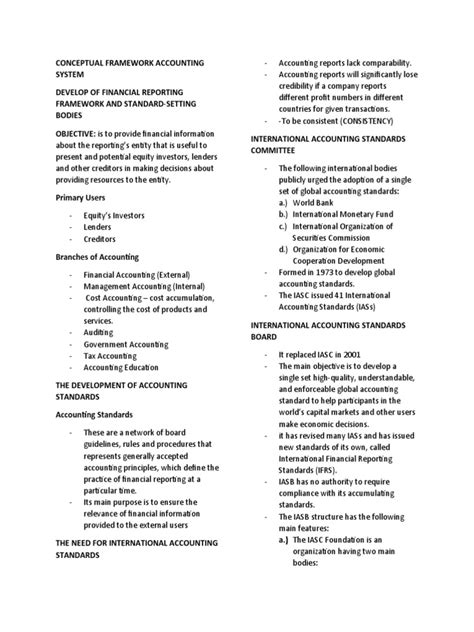Conceptual Framework Accounting System Pdf International Financial