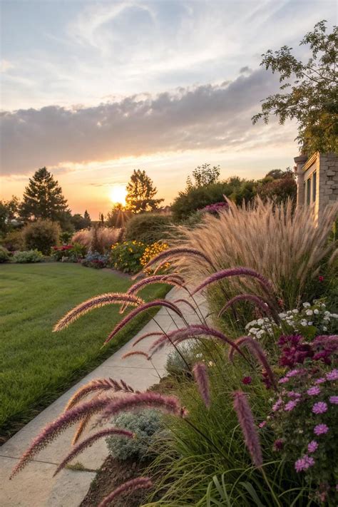 16 Inspiring Purple Fountain Grass Landscaping Ideas