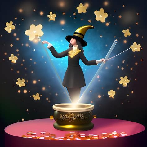 Premium Ai Image Magic Hat With Magic Wand Illusion Concept Background