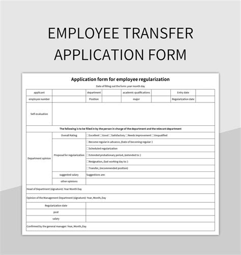Employee Transfer Application Form Excel Template And Google Sheets File For Free Download ...