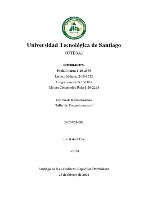 Ley Cero De La Termodinámica Pdf