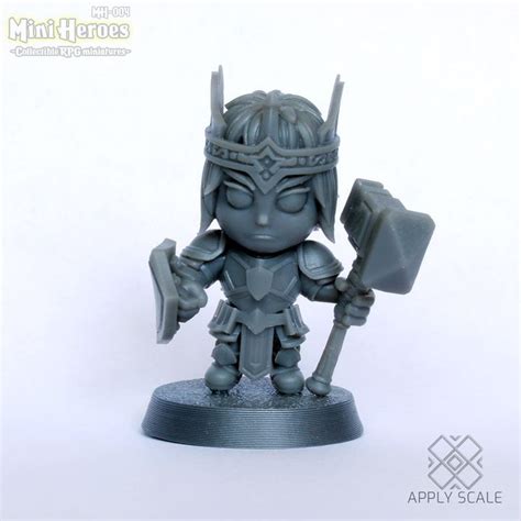 3d Printable Mini Heroes Collectible Rpg Miniatures Paladin Chibi