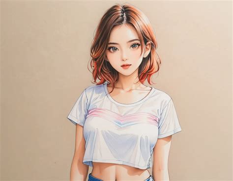 A Close Up Of A Woman With A Crop Top And Jeans Seaart Ai