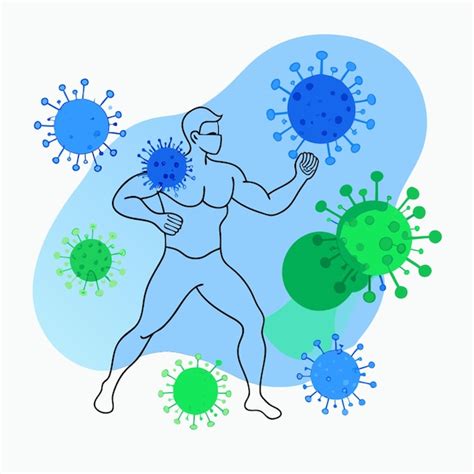Stop Viruses Human Health Immunity Vector Illustration Line Circuit
