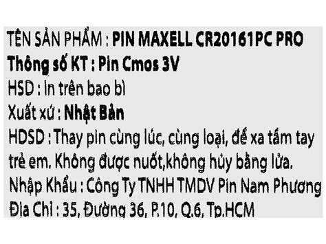 Vỉ 1 Viên Pin Maxell Cr2016 1pc Pro Giá Tốt Bách Hoá Xanh