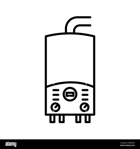 Electric Heating Boiler Icon Linear Logo Mark Set Collection In Black