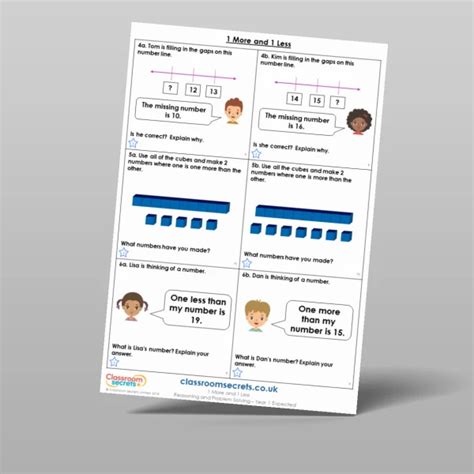 year 1 one more one less reasoning and problem solving resource
