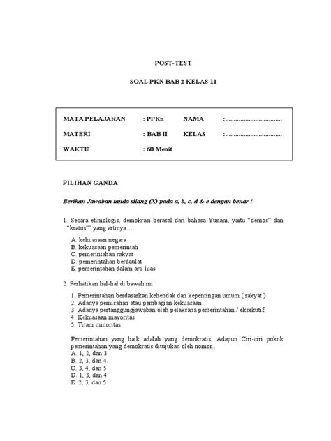 Contoh Post Test Pdf