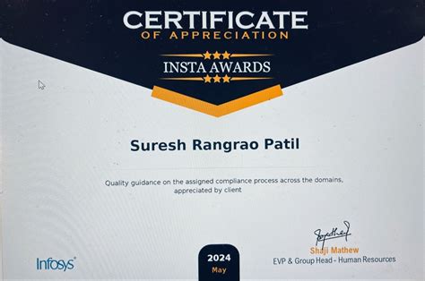 suresh patil on linkedin instaaward infosys