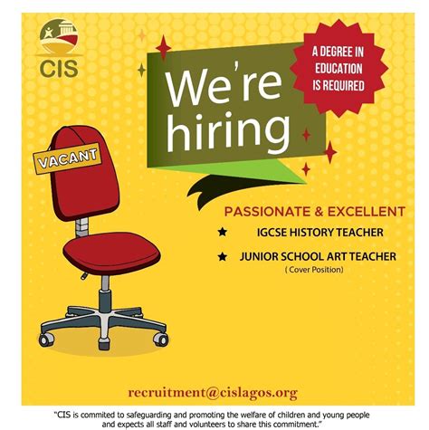 cislagos hiring recruitment education artteacher safeguarding