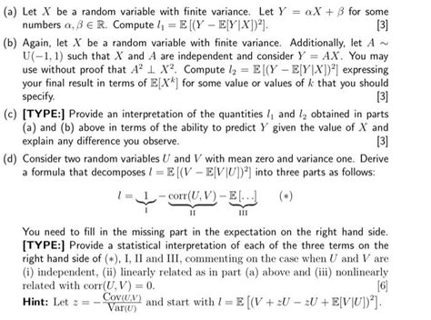 solved a let x be a random variable with finite variance