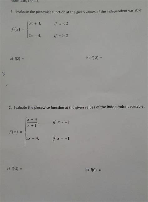Solved Evaluate The Piecewise Function At The Given Chegg