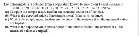 [solved] the following data is obtained from a population