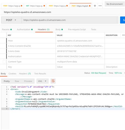 Amazon Web Services X Amz Content Sha256 Must Be Unsigned Payload